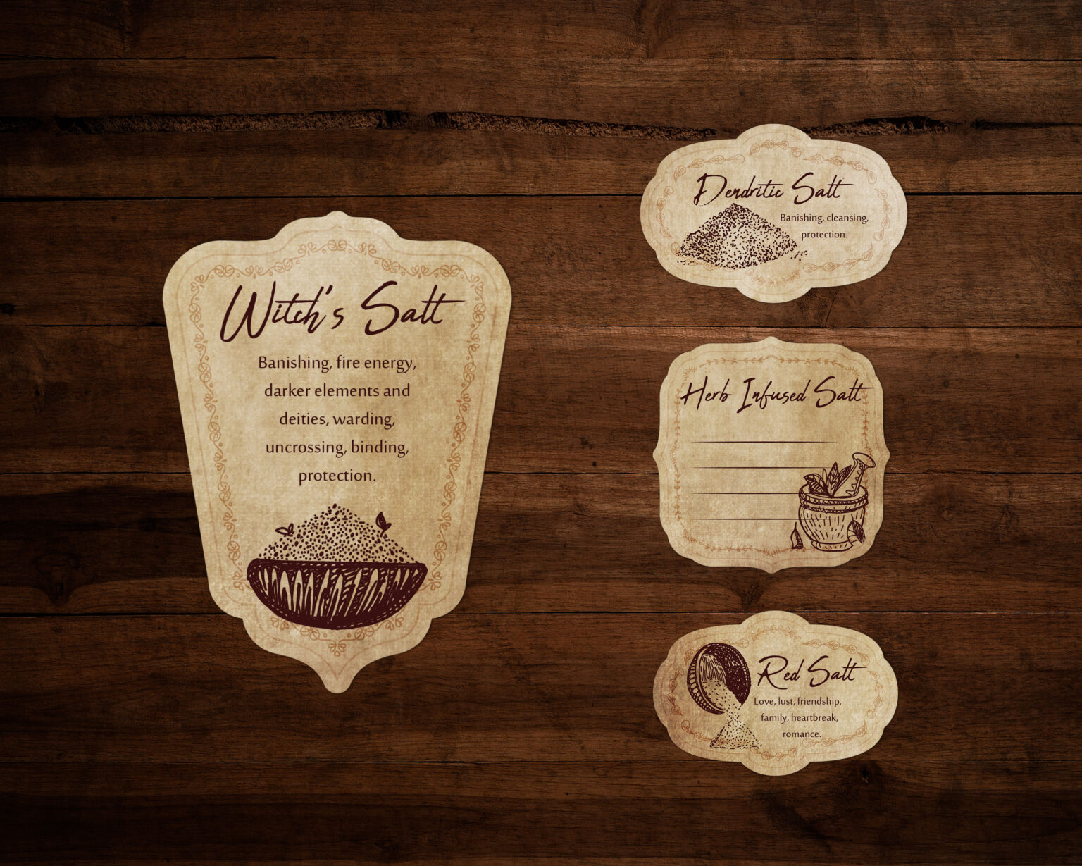 711 Small Horizontal Witchy Apothecary Jar Labels - Magik Charms