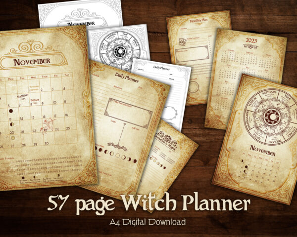 2024 Witch Planner 57 printable calendar pages - Magik Charms